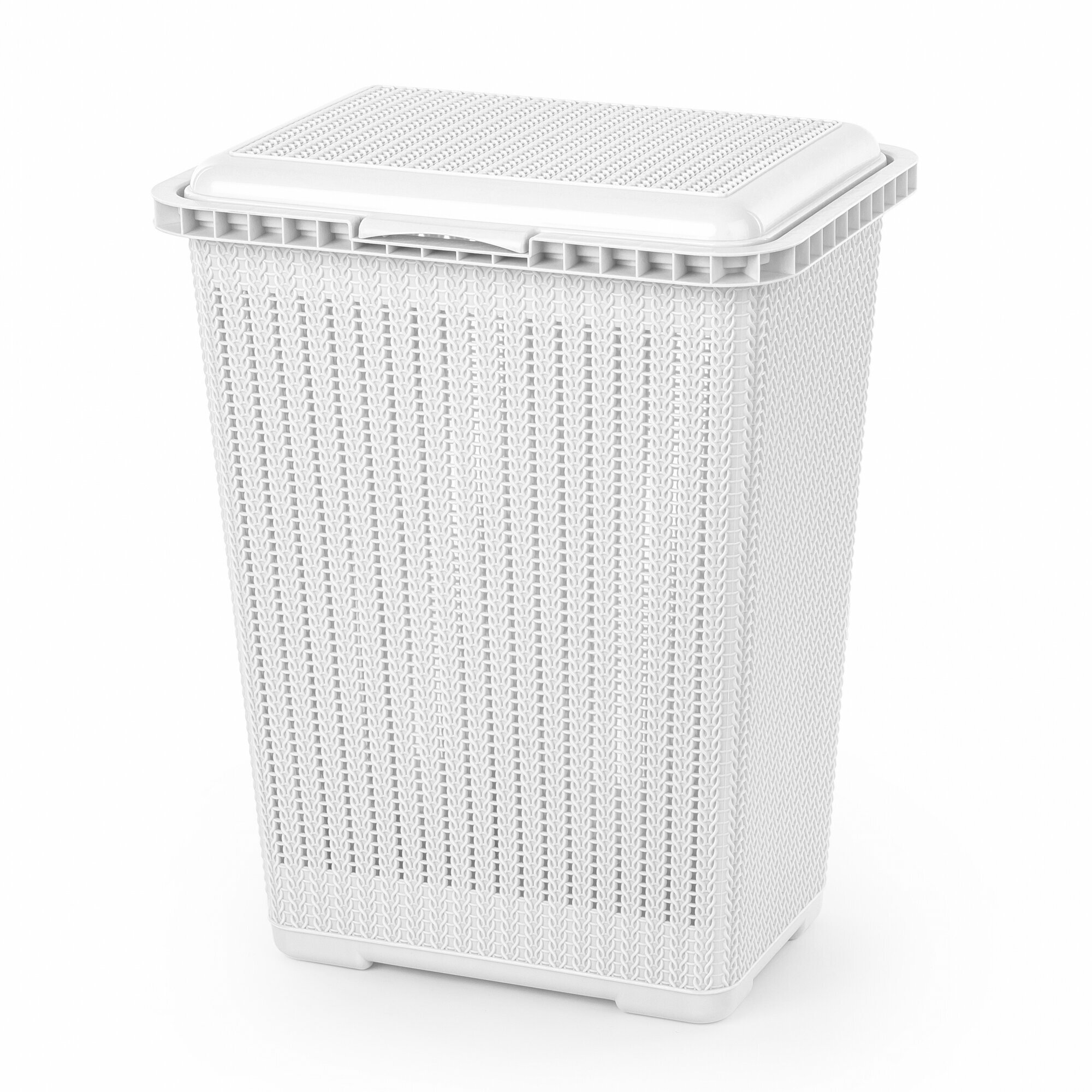 Корзина для белья "Вязаное плетение" 25л (белый) М6888 Пластмасса альтернатива