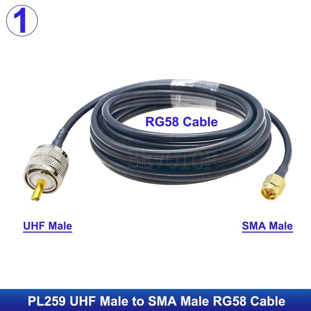 RG58 PL259 UHF Male to SMA Male кабель 10см