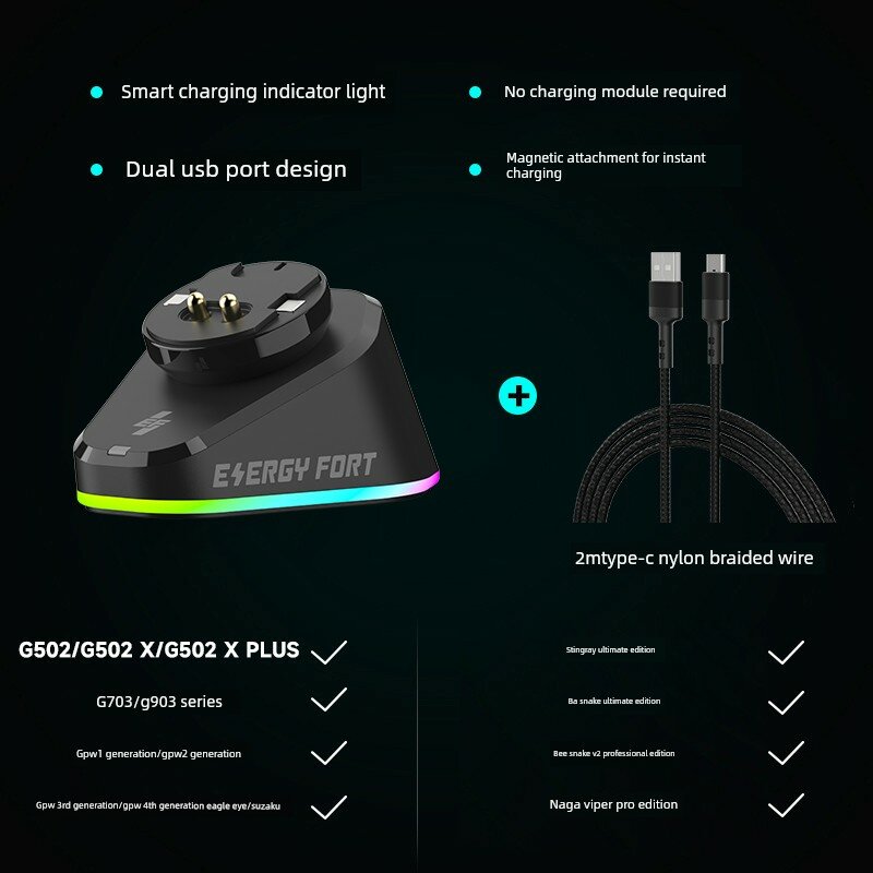 Зарядная док-станция Sikai, совместимая с беспроводными мышами Logitech GPW G502, G403/703, универсальная,
