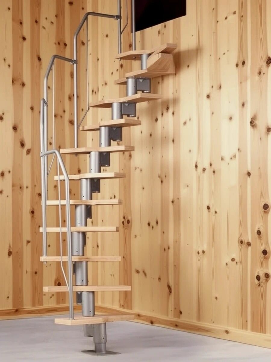 Лестница модульная Dolle Athena (высота 2,22-2.76м) , металлическая, Серая (базовый компл. 11 ступ.)