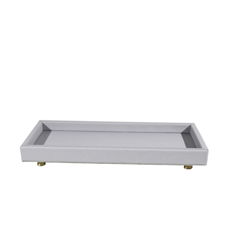 Кожаная подставка для ванной комнаты в сером цвете, размеры 36,2x15,0x5,0 см для хранения мыла и лосьона