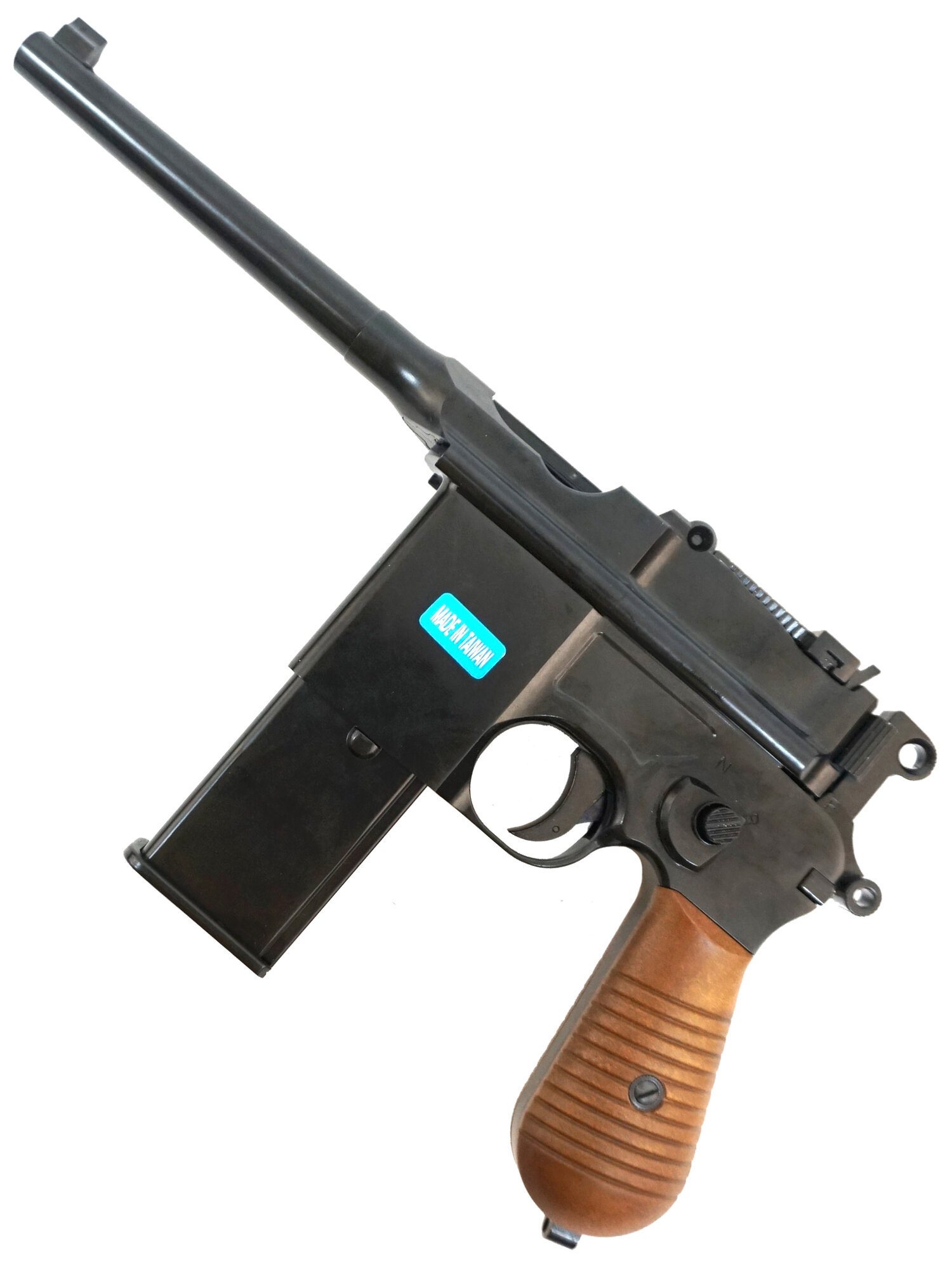 Страйкбольный пистолет WE Mauser 712 Black, кобура-приклад, длинный магазин