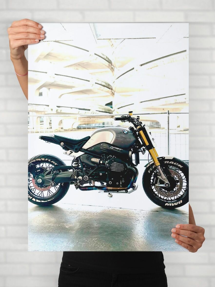 Плакат на стену для интерьера Мотоцикл (BMW R nineT 4) - Постер по мото и байкам формата A2 (42x61 см)