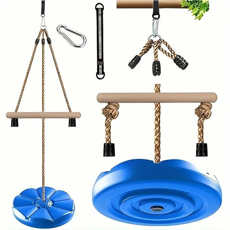 Детский спортивный комплекс: круглые качели 3 в 1, тарзанка, зиплайн, ниндзя-трек, слаклайн, турник для улицы