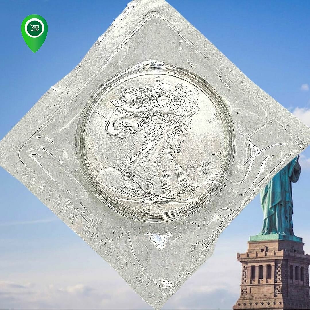 Серебряная монета 1 доллар "Американский серебряный орел или Шагающая свобода". США. 2012 г.