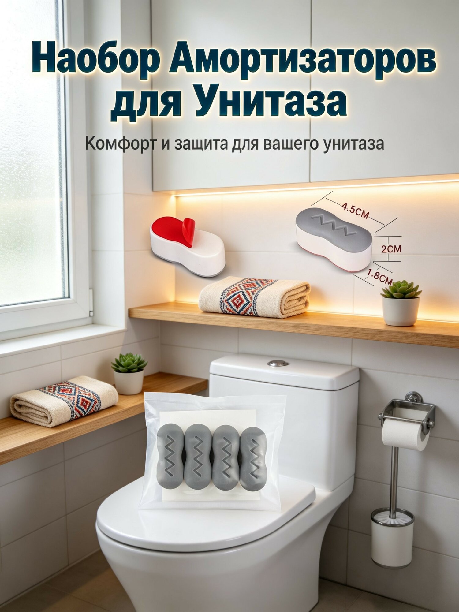 4 самоклеящихся амортизатора для сиденья унитаза, защитные буферы из ABS и TPE для смягчения удара и защиты крышки, универсальная простая установка