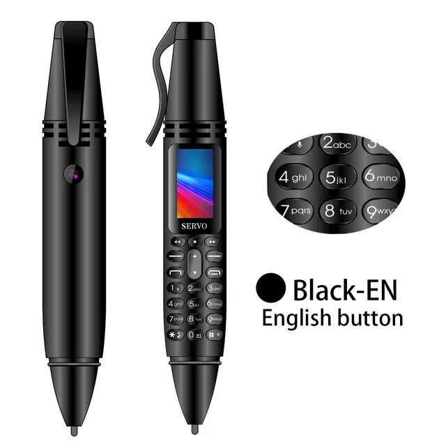 Черный мини-телефон с ручкой, GSM, Bluetooth, черные кнопки