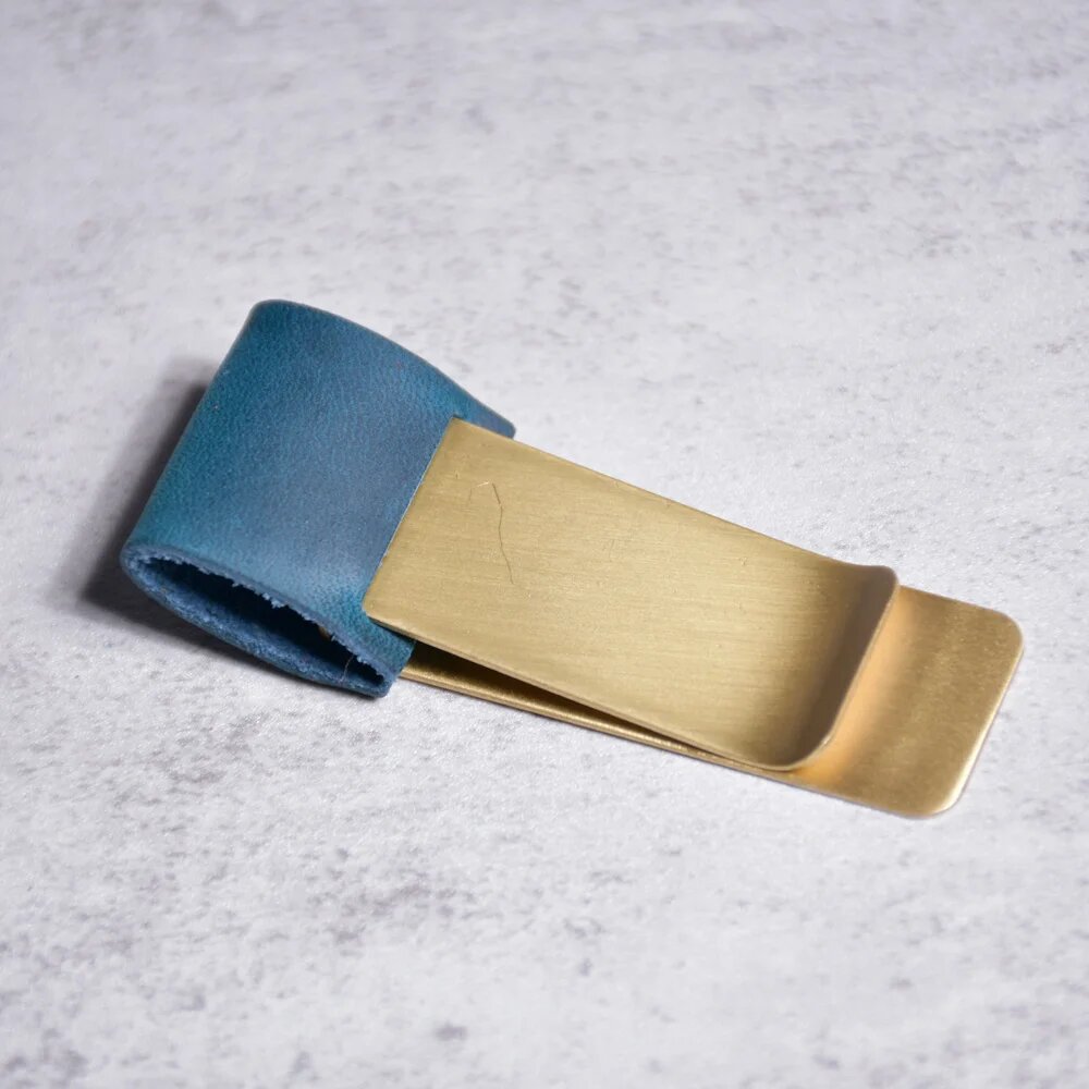 Мужской кожаный зажим для денег RAYSLIN, Blue B