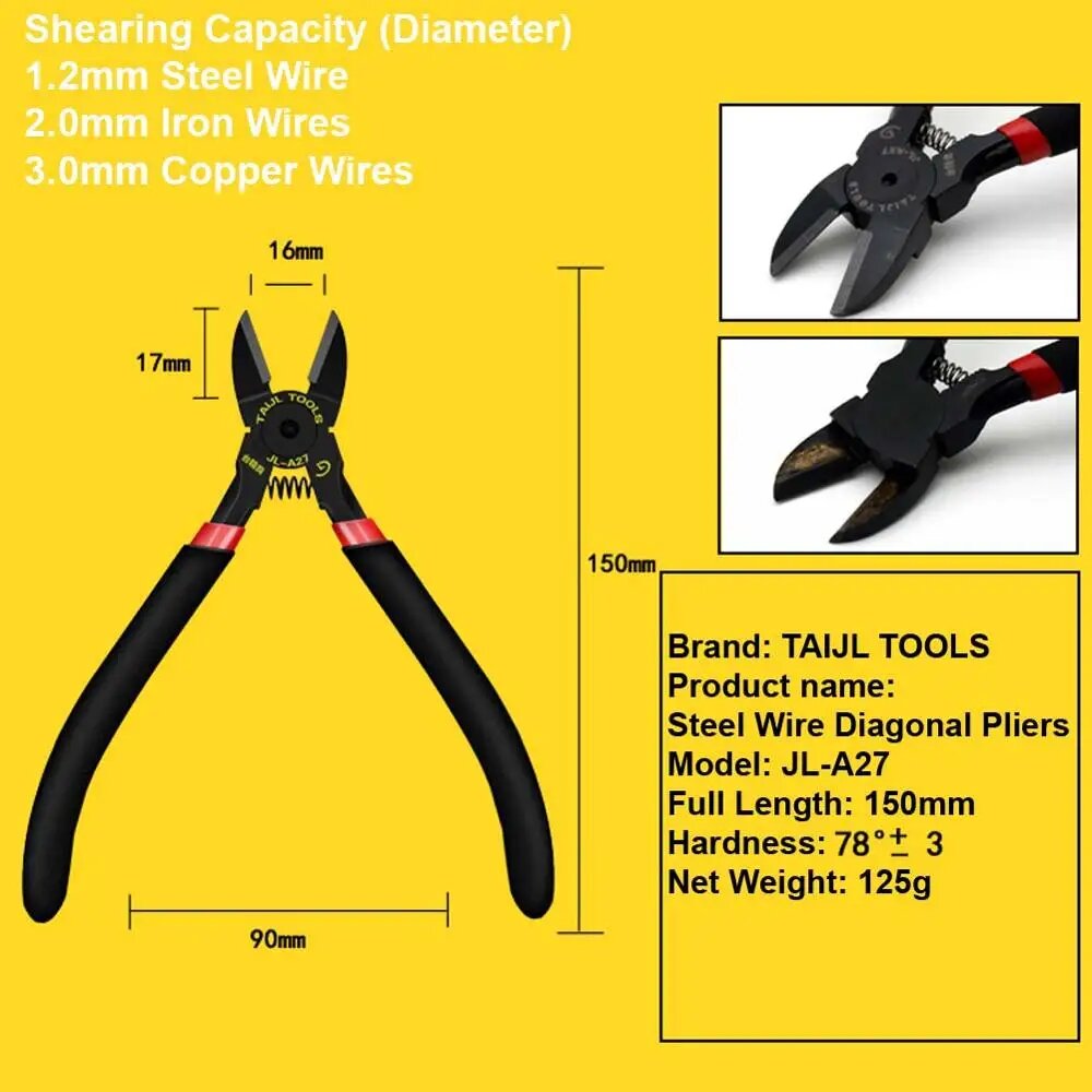 Плоскогубцы TAIJL JL-A27 150mm, 6inch, черные