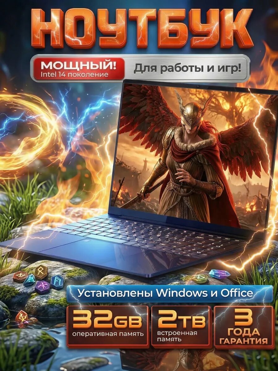 Ноутбук Intel Core i7-14700HX, 32GB RAM, 2048GB SSD, 2026 + Windows, Office