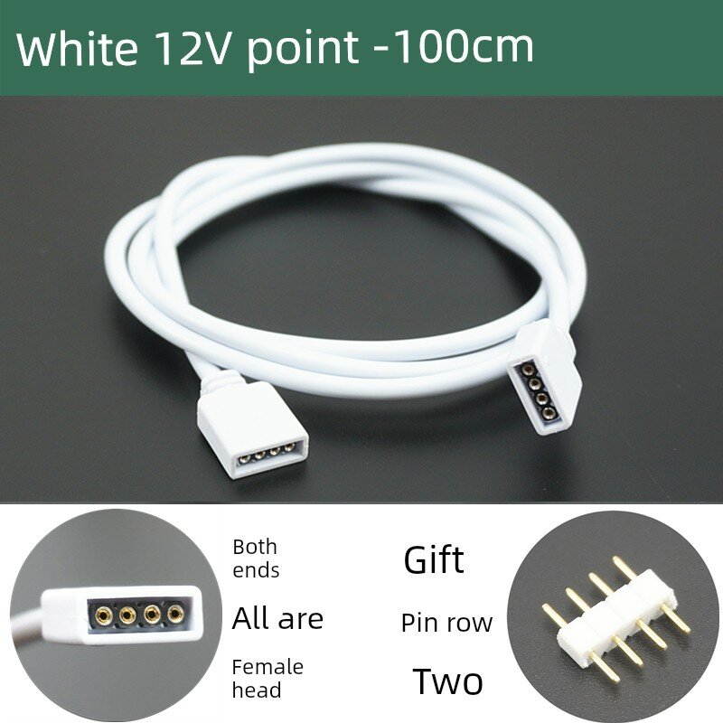 Кабель расширения питания 12В с 1 портом для RGB-лент, длина 100 см, белый USB-адаптер, длинная дальность подключения
