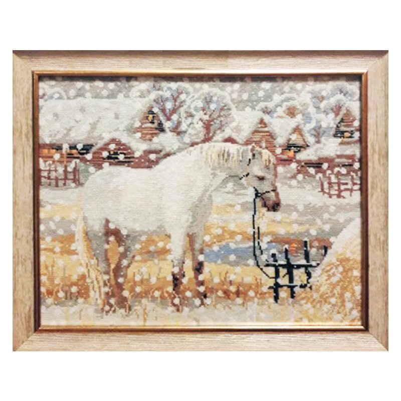 Комплект для вышивки крестом Amishop Белая лошадь 16CT canvas
