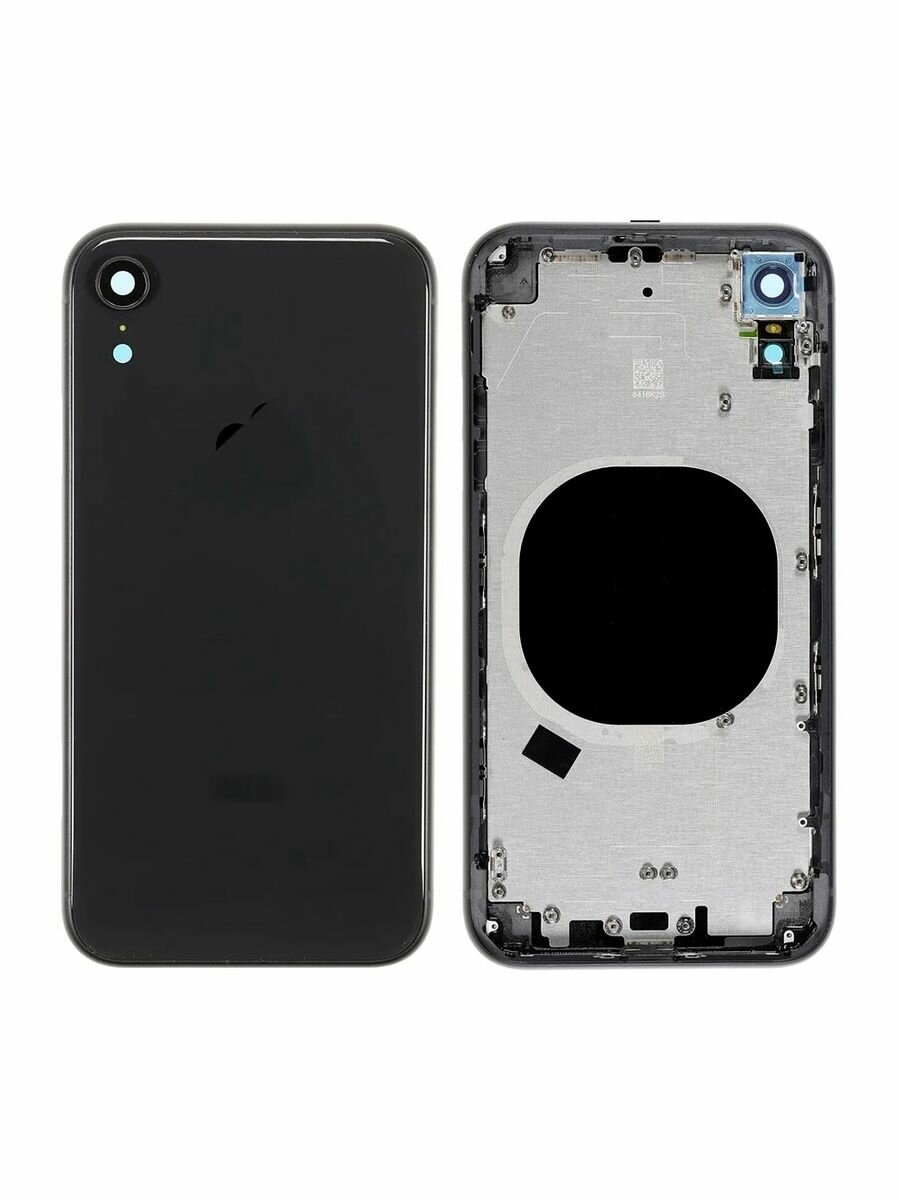 Задняя крышка с рамкой для iPhone XR в сборе, замена корпуса, полный комплект, цвет черный
