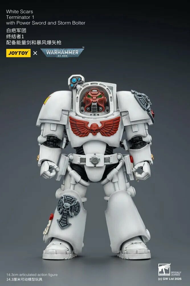 Подвижная фигурка JOYTOY Warhammer 40K 1/18 Action Figures White Scars Terminator 1 with Power Sword and Storm Bolter