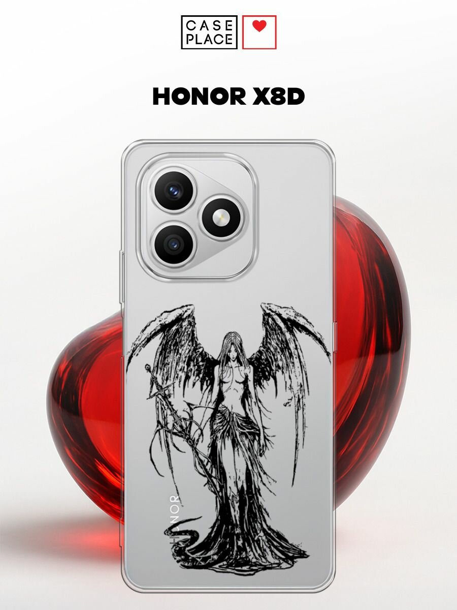 Силиконовый чехол на Honor X8d / Хонор X8d с принтом Темный ангел