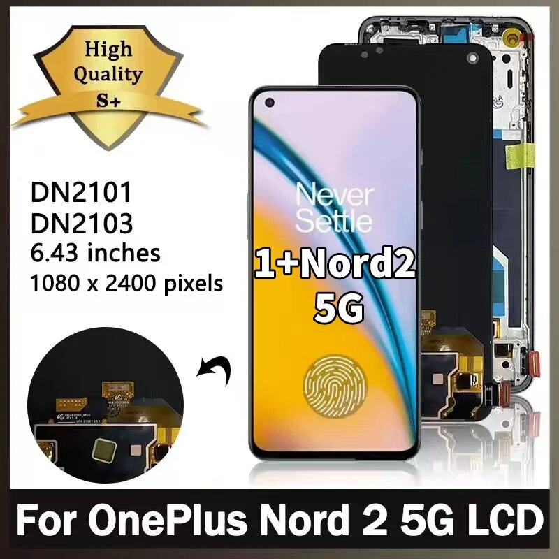 Super AMOLED для OnePlus Nord 2 Nord2 5G ЖК-дисплей DN2101, DN2103, дигитайзер сенсорного экрана в сборе для 1 + Nord 2 ЖК-дисплея