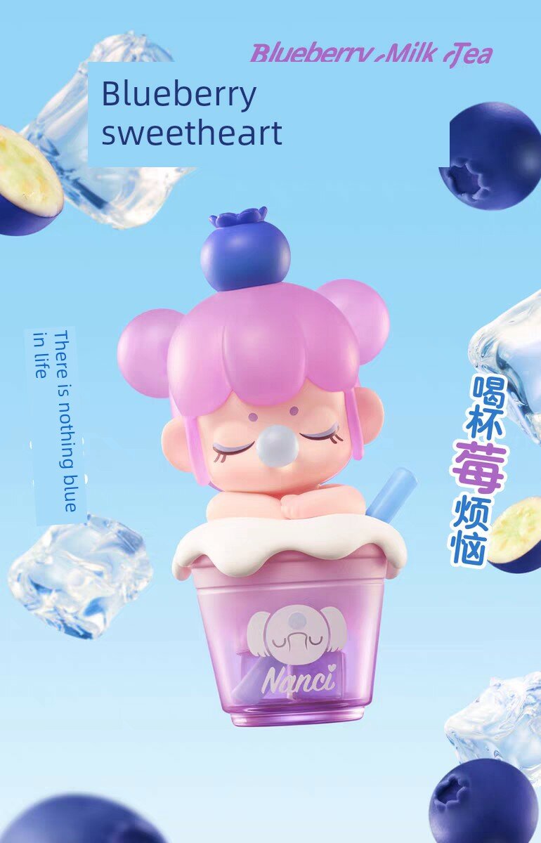 Rolife BabyNanci Milk Tea Series Blind Box Doll Figurine Blueberry Sweetheart Flavor for Girls Collectible Toy