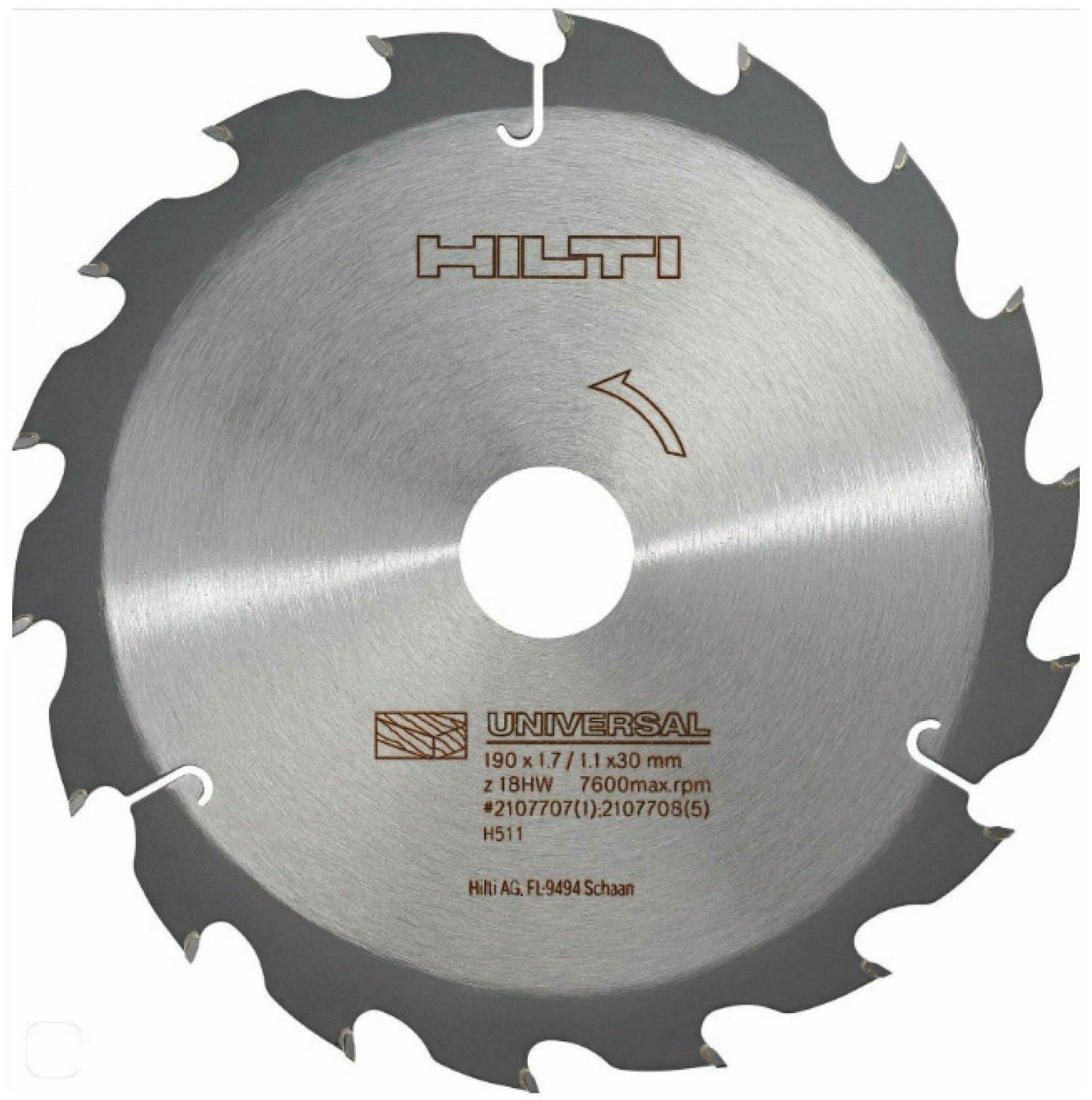 Диск SCB WU (190x30 мм; Z18) для циркулярной пилы Hilti 2107707