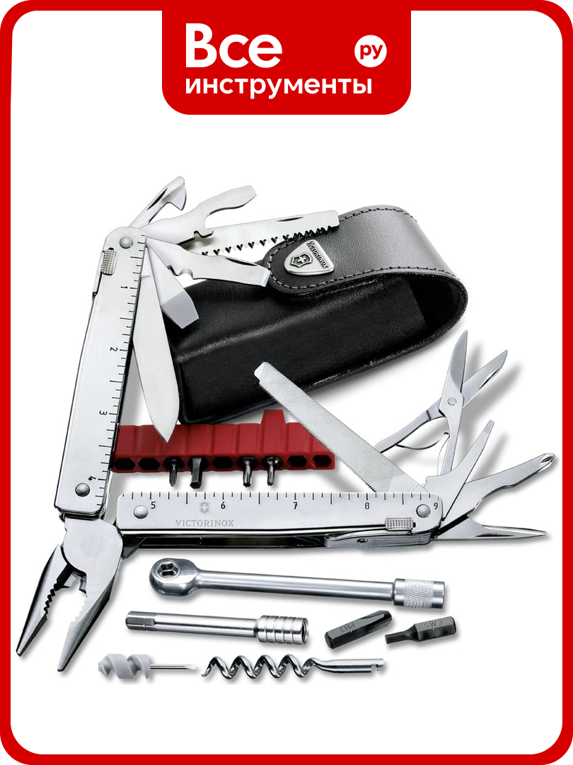 Мультитул, Victorinox, Victorinox SwissTool Plus 39 кожаный чехол 3.0339. L, работ с различными видами, компактный