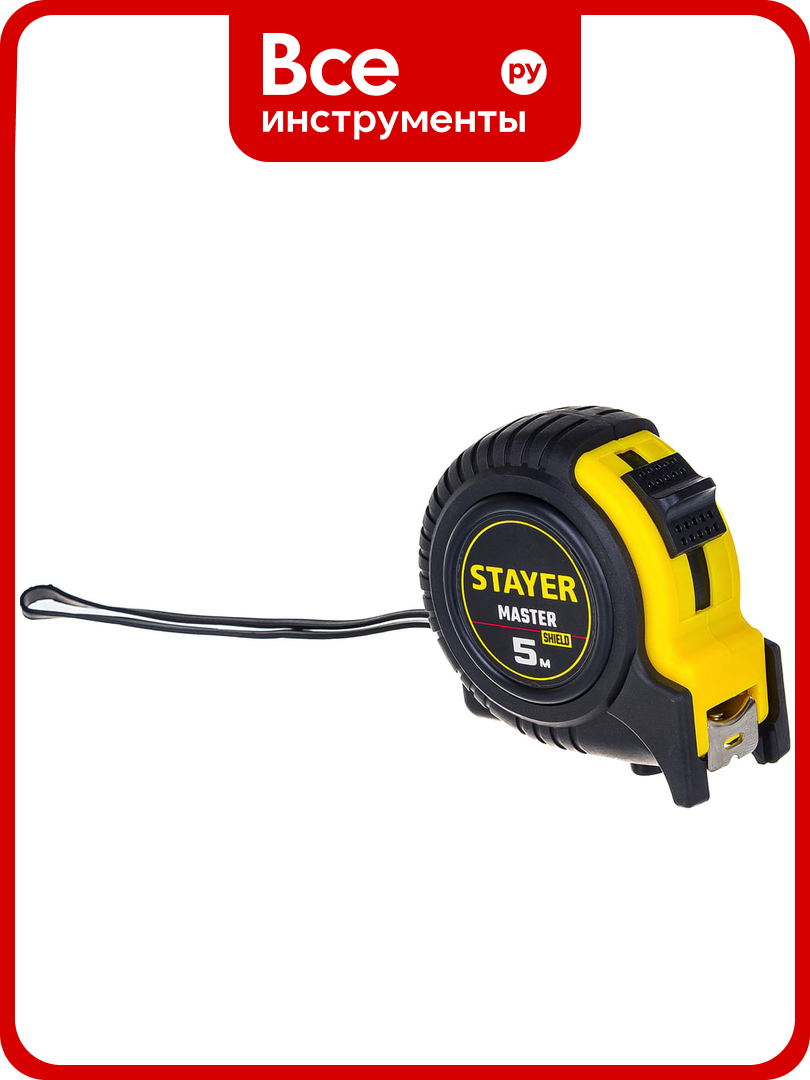 Рулетка Stayer MASTER 5м / 19мм в ударостойком обрезиненном корпусе_z01