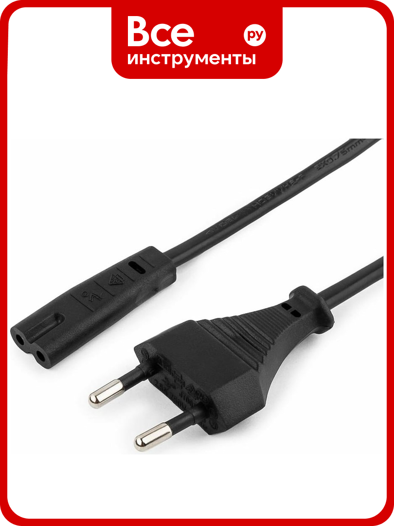 Кабель питания Cablexpert CEE 7/16-C7, 2x0.75мм2, 2.5А, VDE, 1.8м, черный, пакет, PC-184-VDE-1.8M