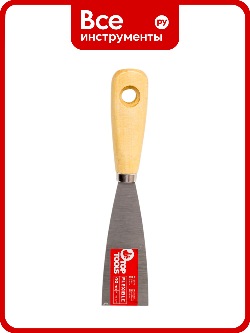 Шпатель малярный Top Tools 18B304, 40мм, металлический, деревянный