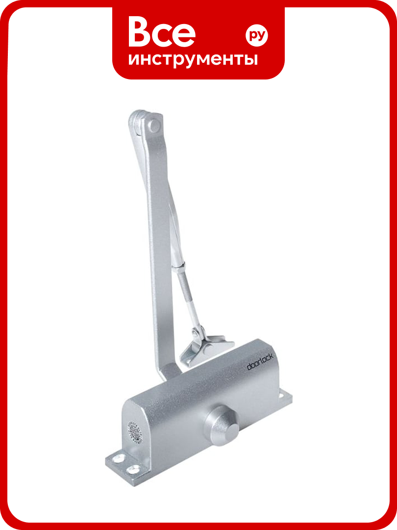 Дверной доводчик DOORLOCK DL70 EN2/3/4 серебристый, вес двери до 90 кг, крепежные размеры 162-165мм х 19мм 75544