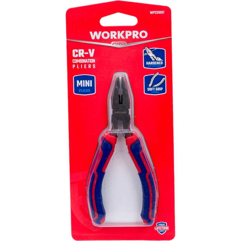 Плоскогубцы WORKPRO WP231097, CrV, антистатические, двухкомпонентные рукоятки, 106 см — фото 1