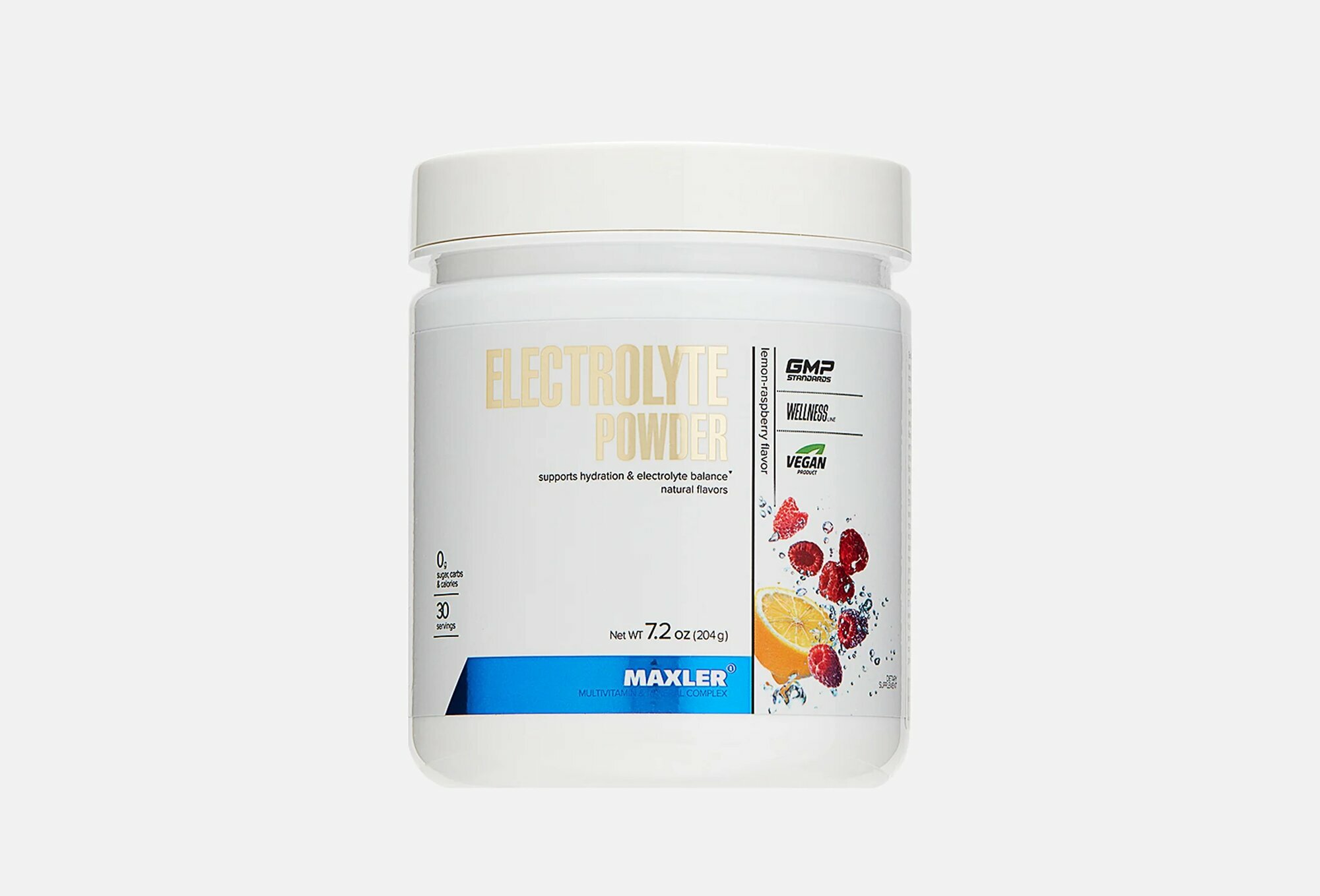 Электролиты Maxler "Electrolyte Powder", лимон-малина, без сахара, 204г