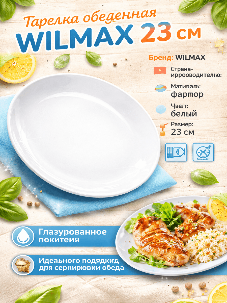 Тарелка обеденная Wilmax 23см