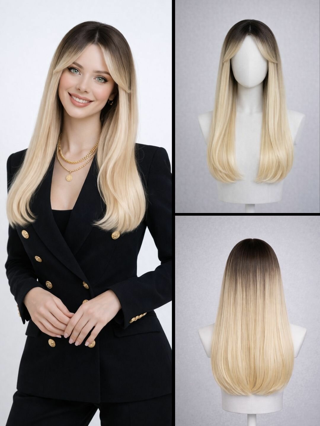 Женский парик синтетический 65 см, HAIR COLLECTION имитация натуральных волос, прямые волосы, с челкой, шт