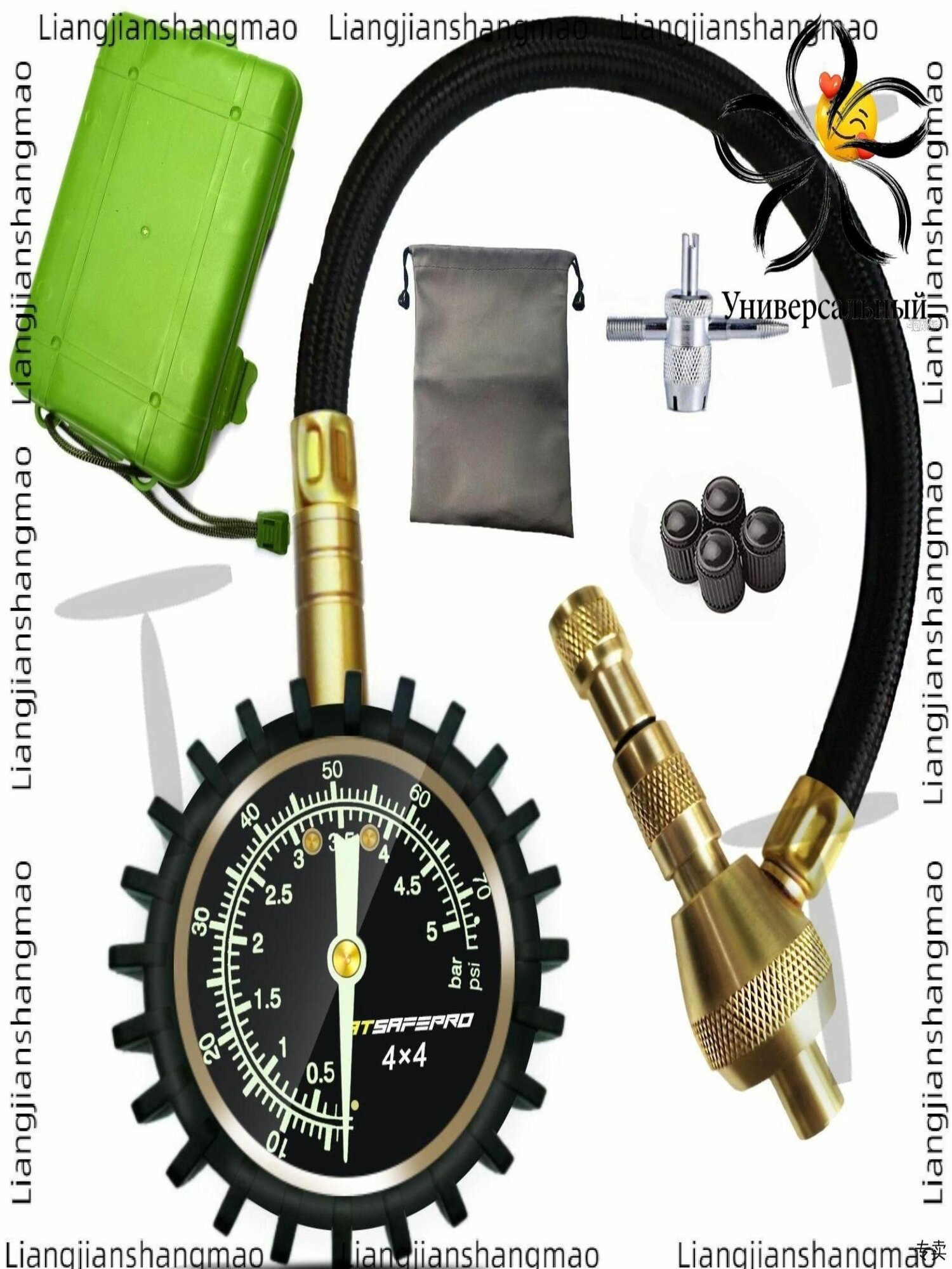 Манометр ATSafepro 4x4 для шин, универсальный комплект 0-70 psi с зеленой коробкой, для автомобиля