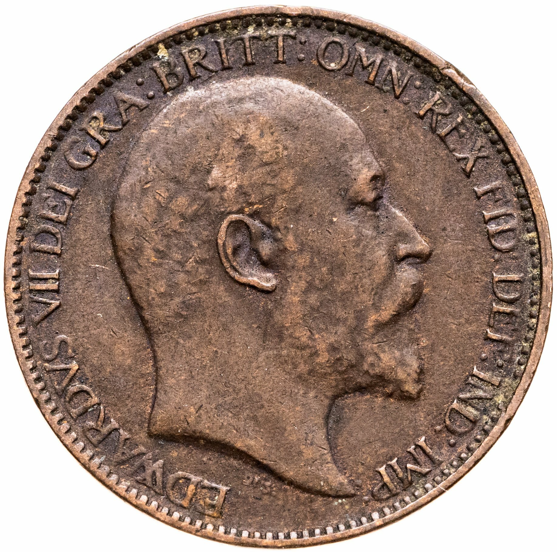 Великобритания 1 фартинг farthing 1902, Бронза, в сохранности VF-XF