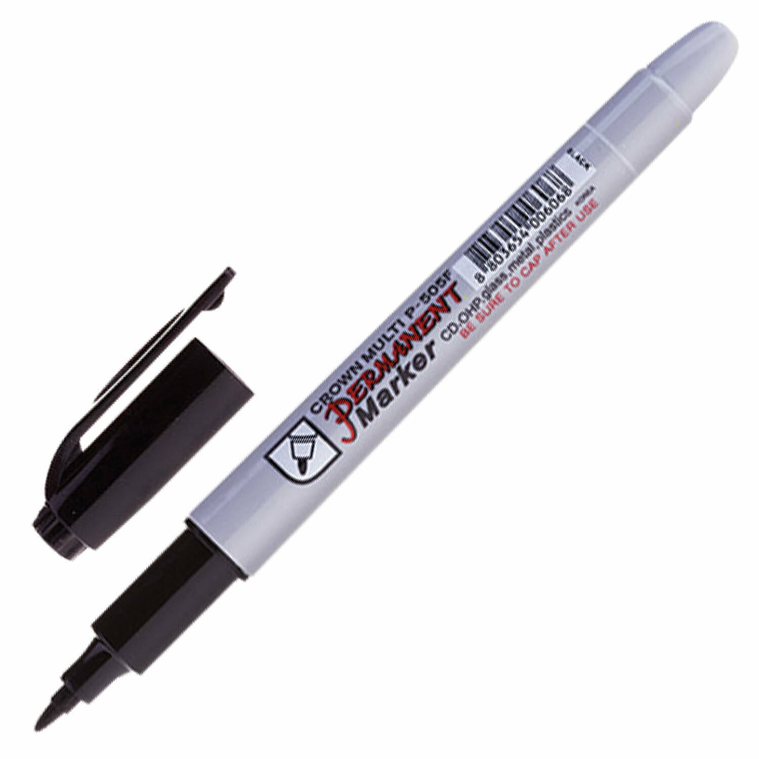 Маркер перманентный Crown (нестираемый) "Multi Marker Super Slim", черный, тонкий, 1 мм (P-505F)