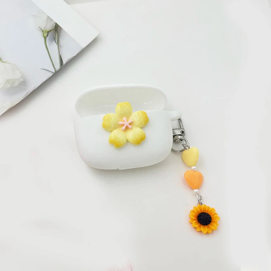 Силиконовый чехол для AirPods с цветочком, Цвет: A4