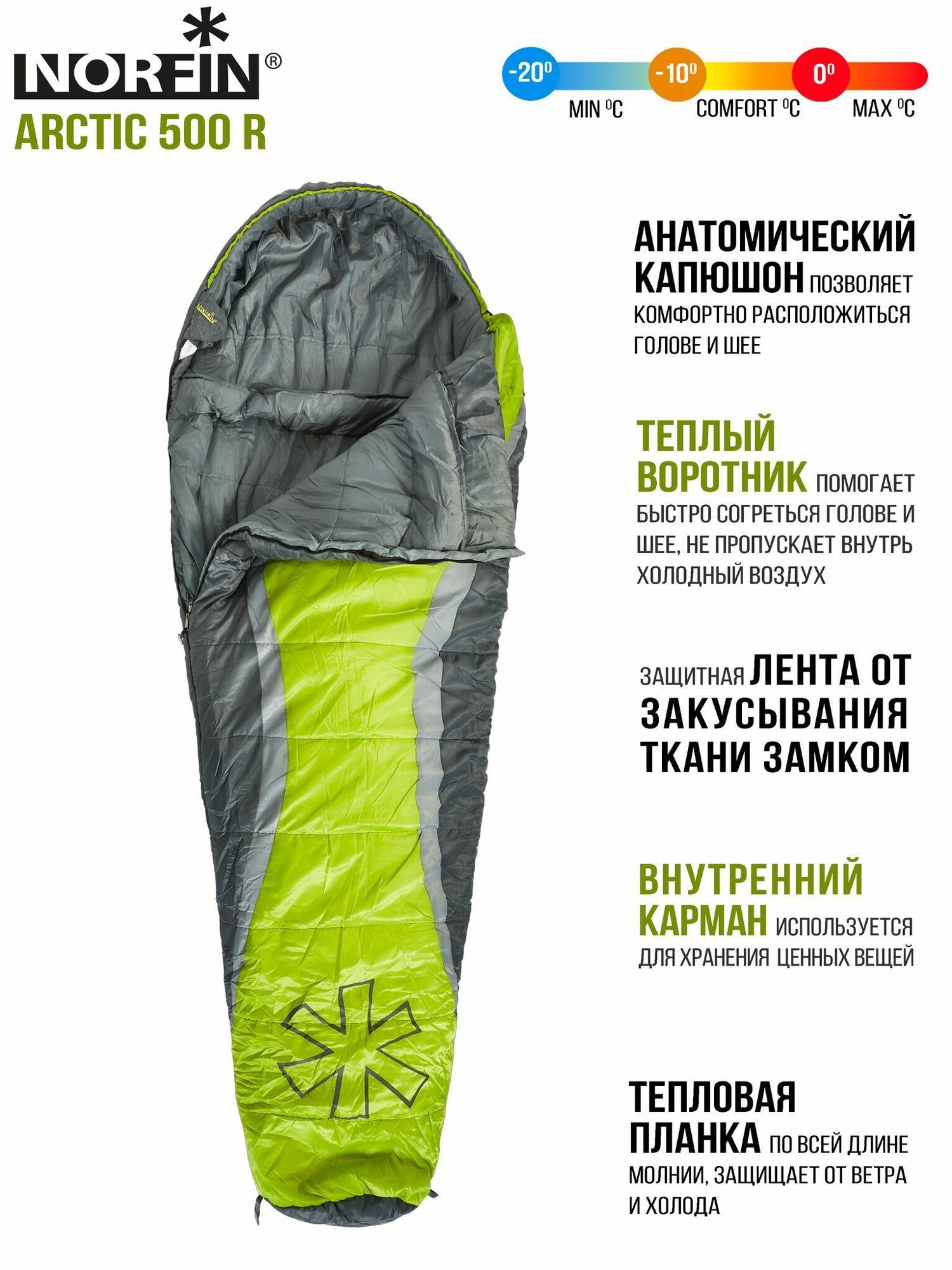 Спальный мешок кокон Norfin ARCTIC 500 Left (NF-30121)