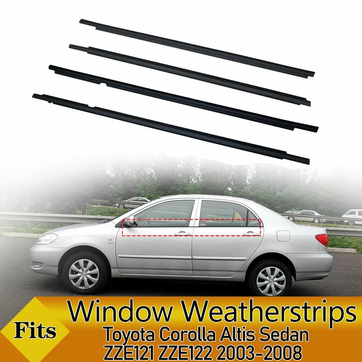 4 шт. Резиновый уплотнитель для автомобильных стекол для Toyota Corolla Altis Sedan ZZE121 ZZE122 2003-2008