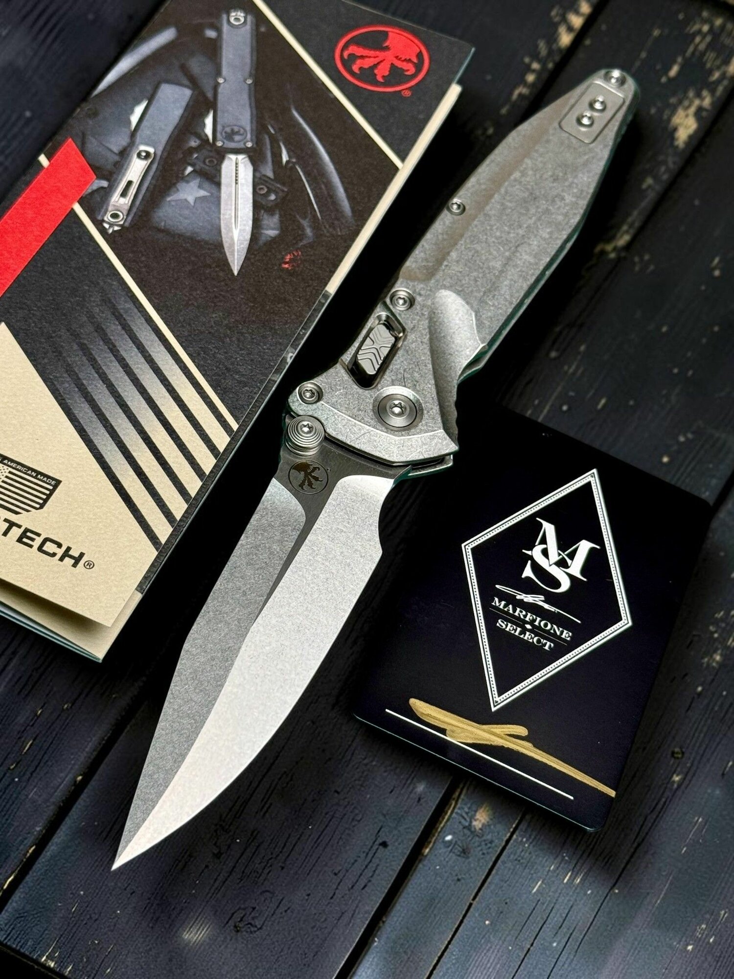 Нож складной MicroTech MCT159RL10SMS2 Socom Delta Ram-Lok Marfione Select, StoneWash Blade, Titanium Bronze Handle