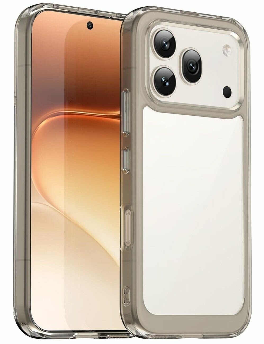 Чехол на HONOR 600 пластиковый с силиконовой окантовкой серый