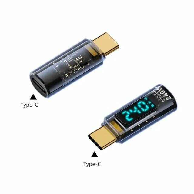 USB тестер type-c (typec) поддержка режимов 5v, 9v, 12v, 15v, 20v быстрой зарядки, светло-голубой прозрачный корпус