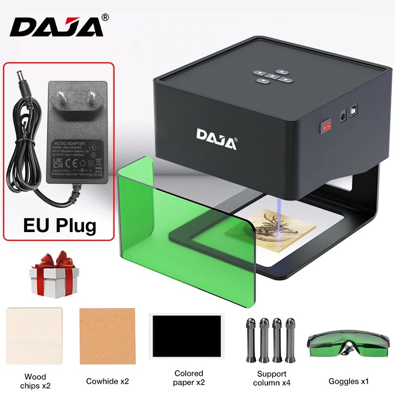 Портативный лазерный гравировщик DAJA DJ6 Mini DIY Bluetooth-машина для гравировки на окрашенных ошейниках для собак, бумаге, коже, дереве, пластмассе, логотипов CNC-машина