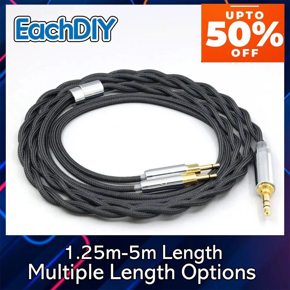 Кабель для наушников Sennheiser HD700 EachDIY 2-жильный нейлоновый с 1.2m, 4.4mm Male plug