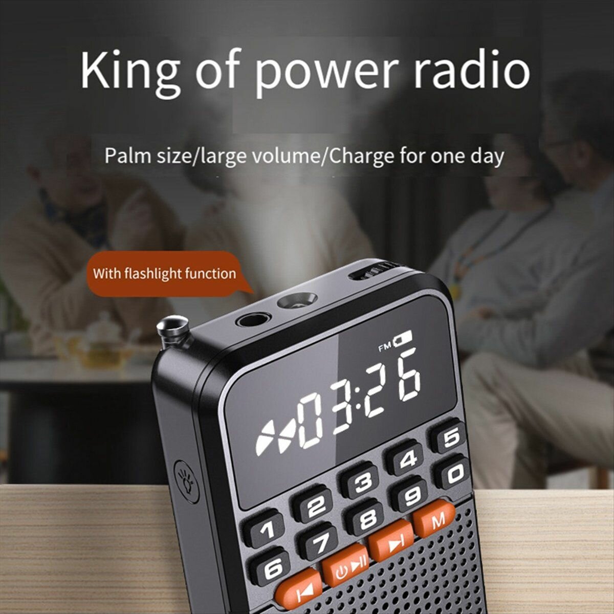 Портативное мини-радио FM с двойной антенной, карманным приемником, Bluetooth-колонкой, TF-карточным плеером и светодиодным фонариком.