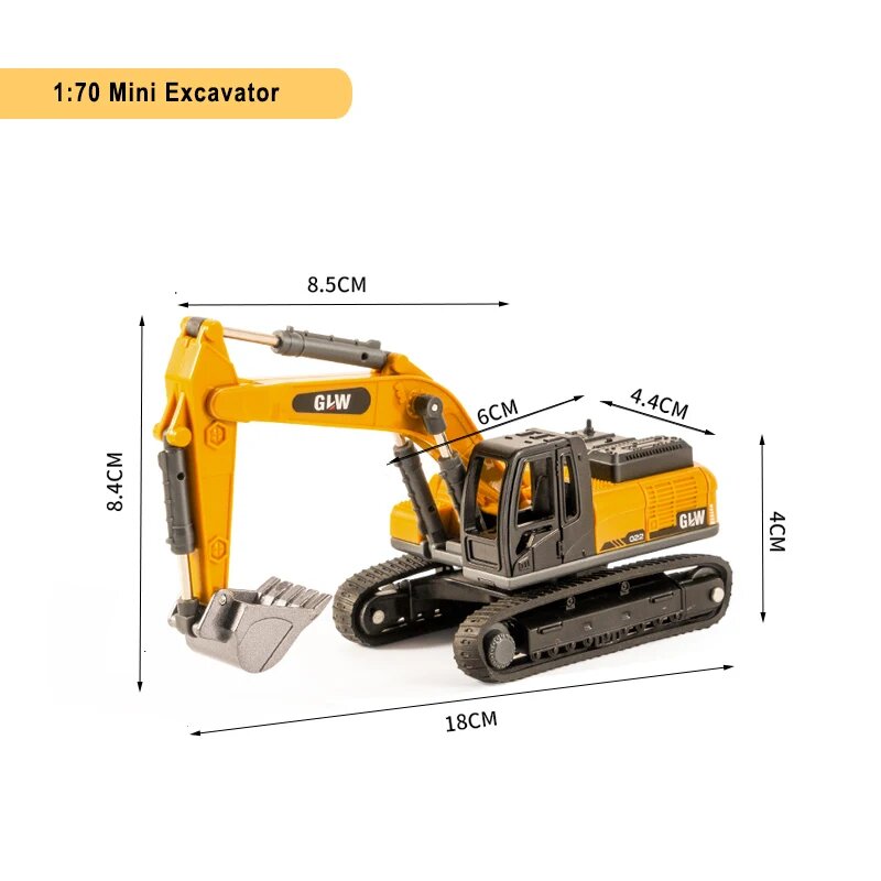 Экскаватор GLW 1:38 пластик Желтый, Mini Yellow