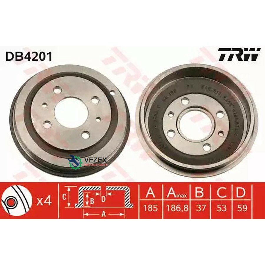 TRW DB4201 Барабан тормозной DB4201