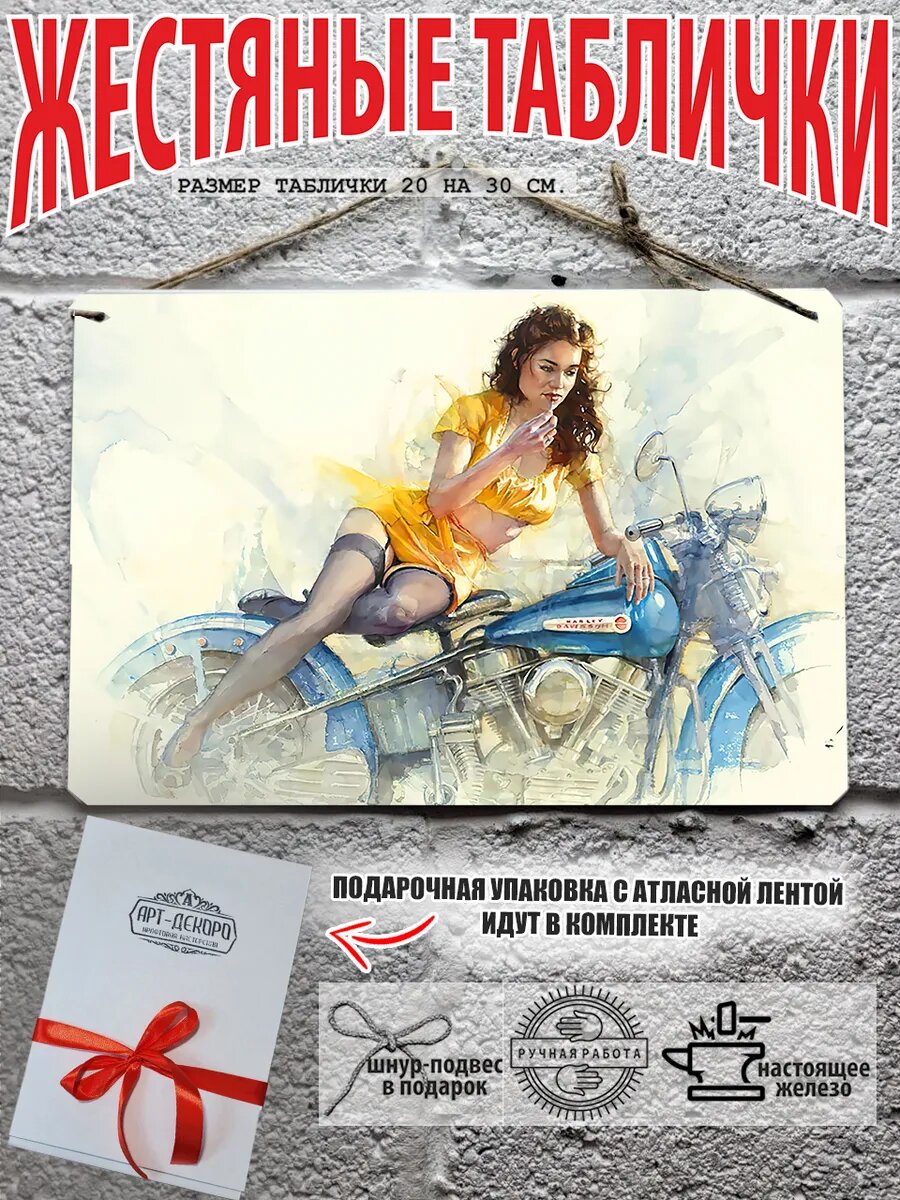 Мотоцикл винтажная табличка металлическая