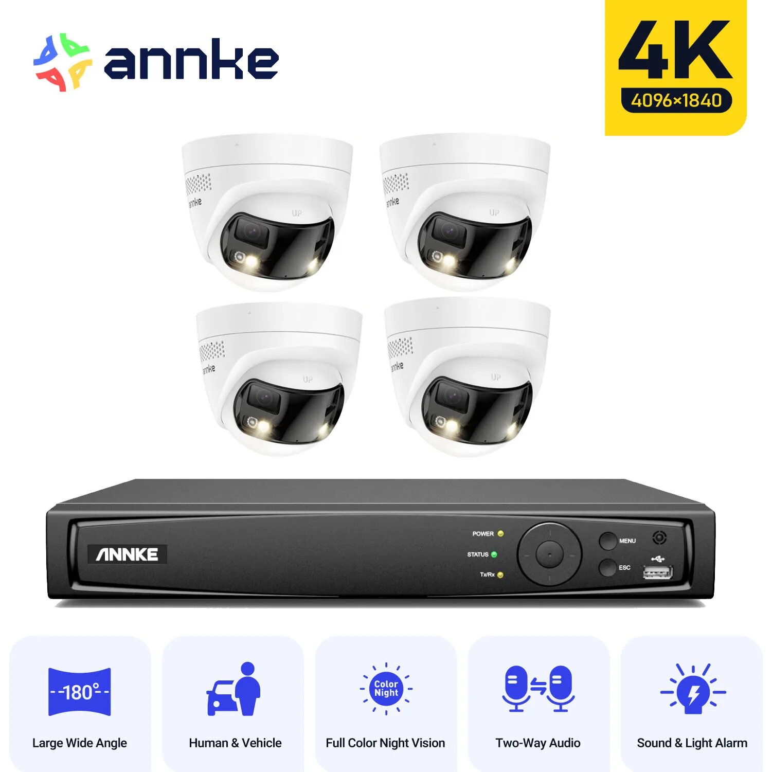 ANNKE 8MP камера безопасности с двойной линзой 8-канальный NVR Ультра HD POE Ai Обнаружение людей набор видеонаблюдения CCTV 180 градусов Панорамное
