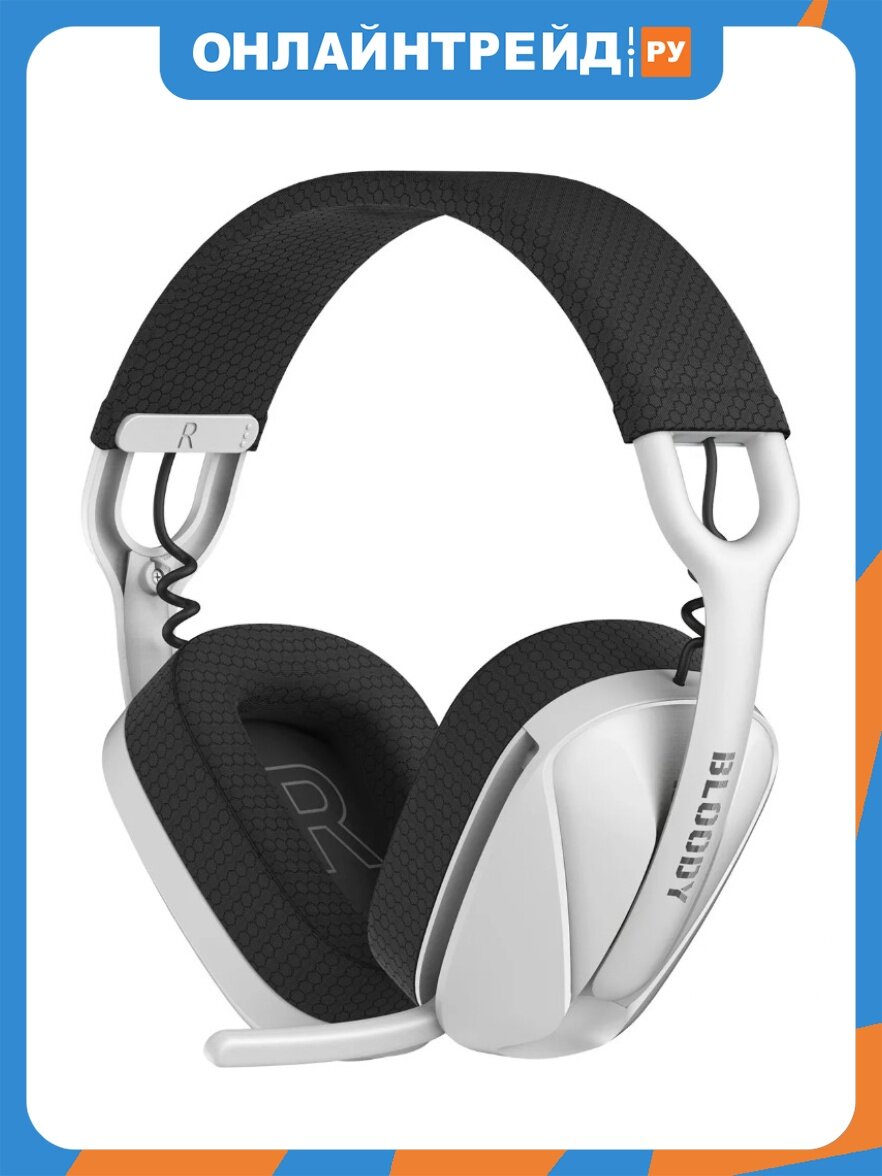 Наушники с микрофоном A4TECH Bloody GR285 белый 1.5м мониторные BT/Radio/3.5mm оголовье