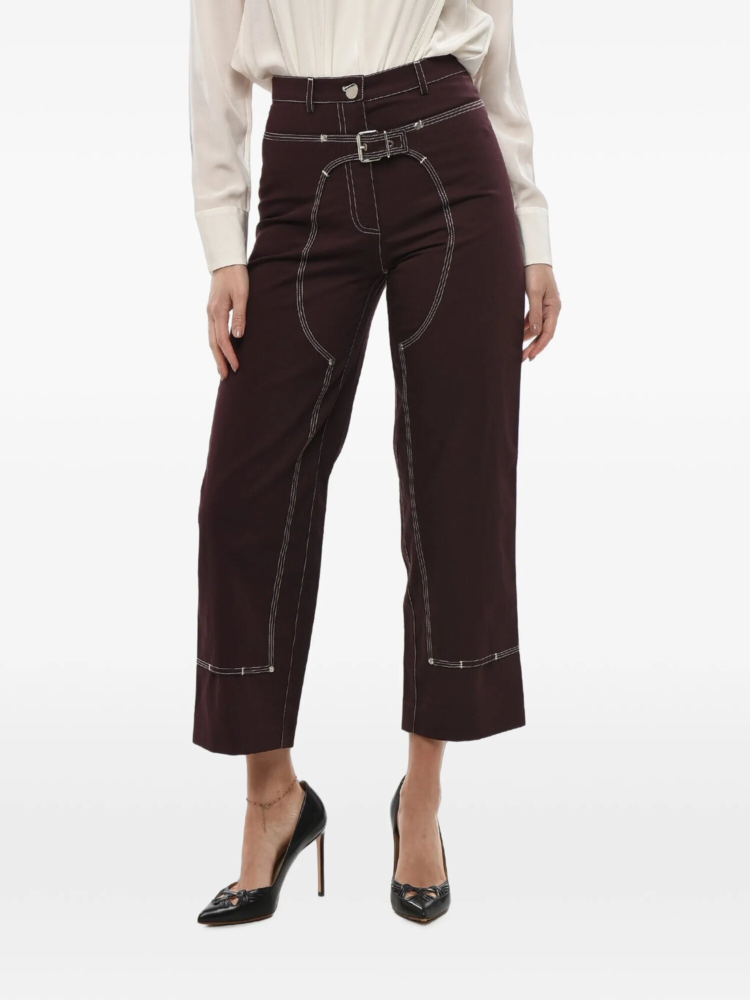 Брюки Contrast-stitch belted trousers