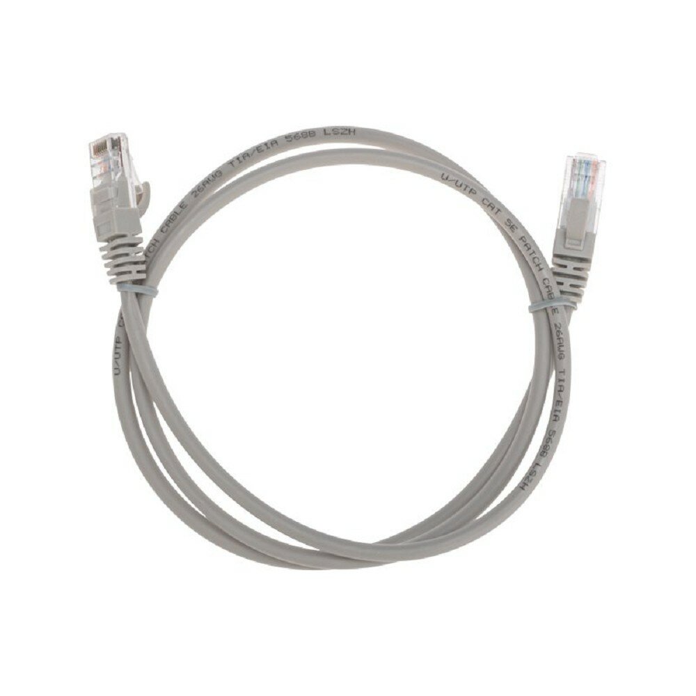 Патч-корд интернет кабель REXANT U/ UTP cat.5e RJ45 - RJ45 1 м Серый